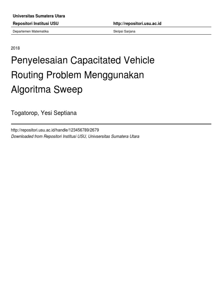 Penyelesaian Capacitated Vehicle Routing Problem Menggunakan Algoritma ...