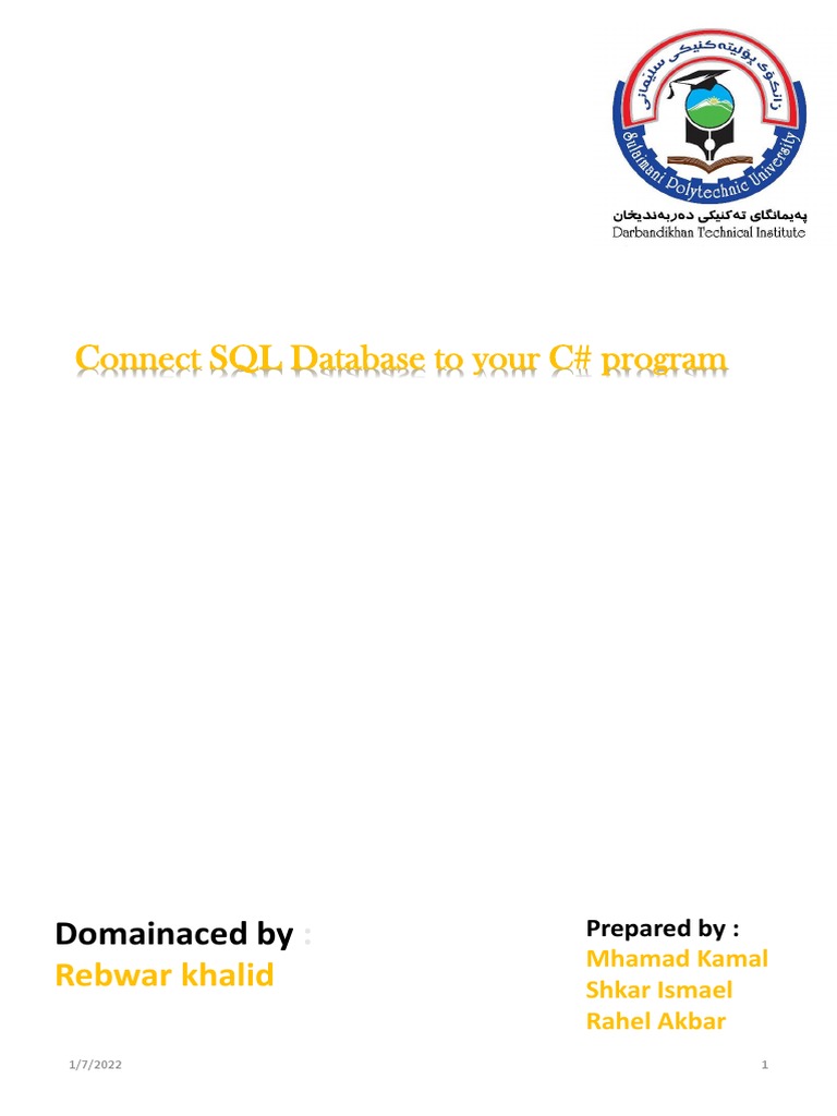 Connect SQL Database To Your C# Program: Domainaced by | Download Free ...