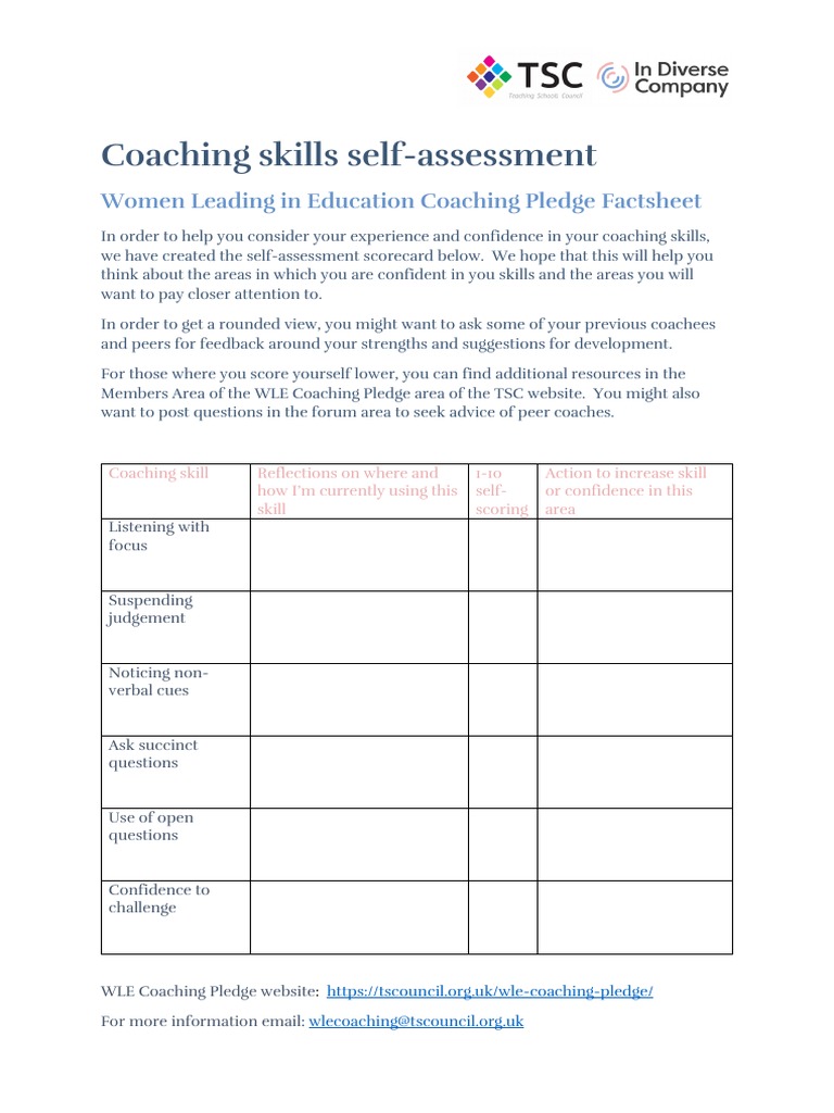 Coaching Skills Self-Assessment: Women Leading in Education Coaching ...