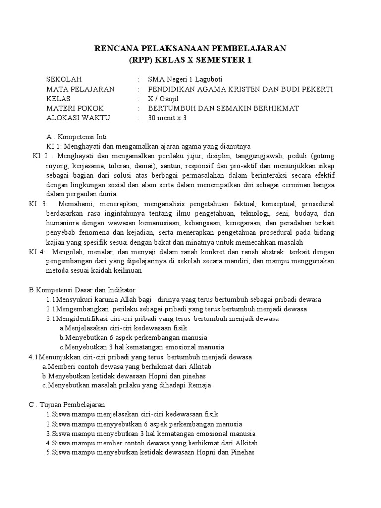 RPP Pak-Bp Kelas X | PDF