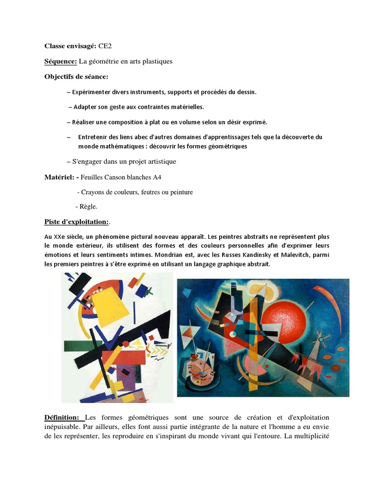 La Geometrie en Arts Plastiques Ce2 | PDF | Art abstrait | Esthétique
