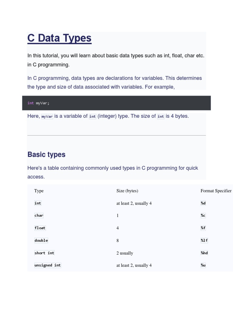 Data Types Pdf Integer Computer Science Data Type