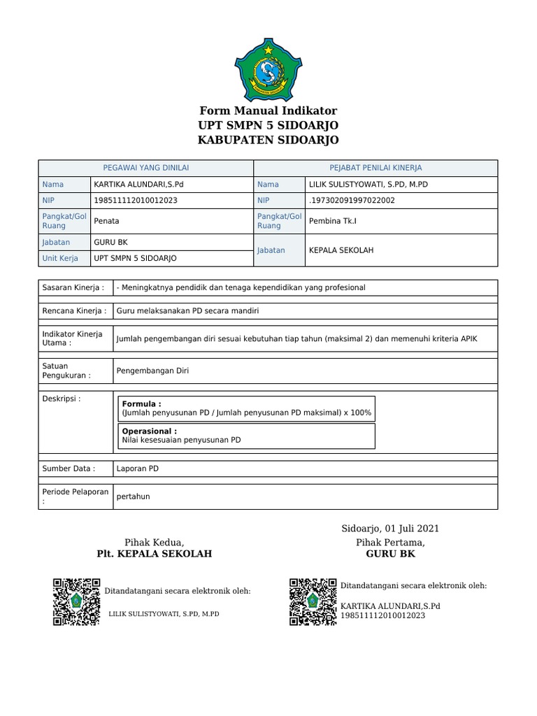 Form - Manual - Indikator Tika | PDF