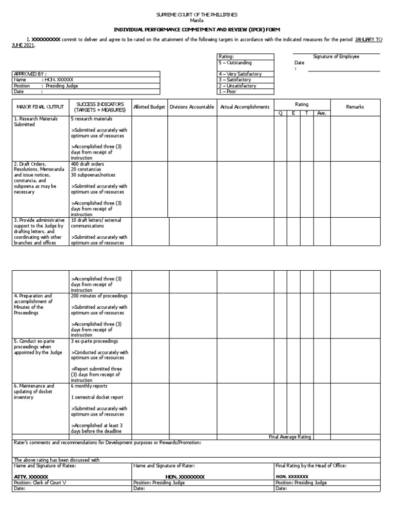 Individual Performance Commitment and Review (Ipcr) Form | PDF | Public ...
