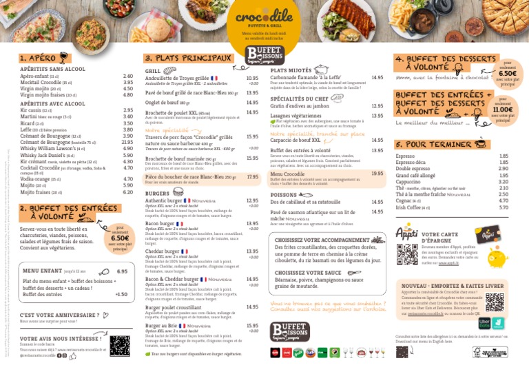 Crocodile Menu | PDF | Hamburgers | sauce