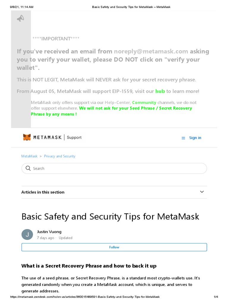 MetaMask Security Tips Guide | PDF | Computer Science | Security Technology