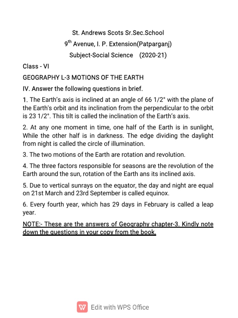 Chapter-3 Geo Ques and Answers | PDF