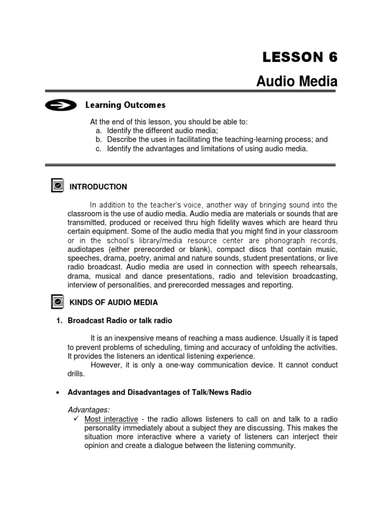 LESSON 6 and 7 | PDF | Mass Media | Radio