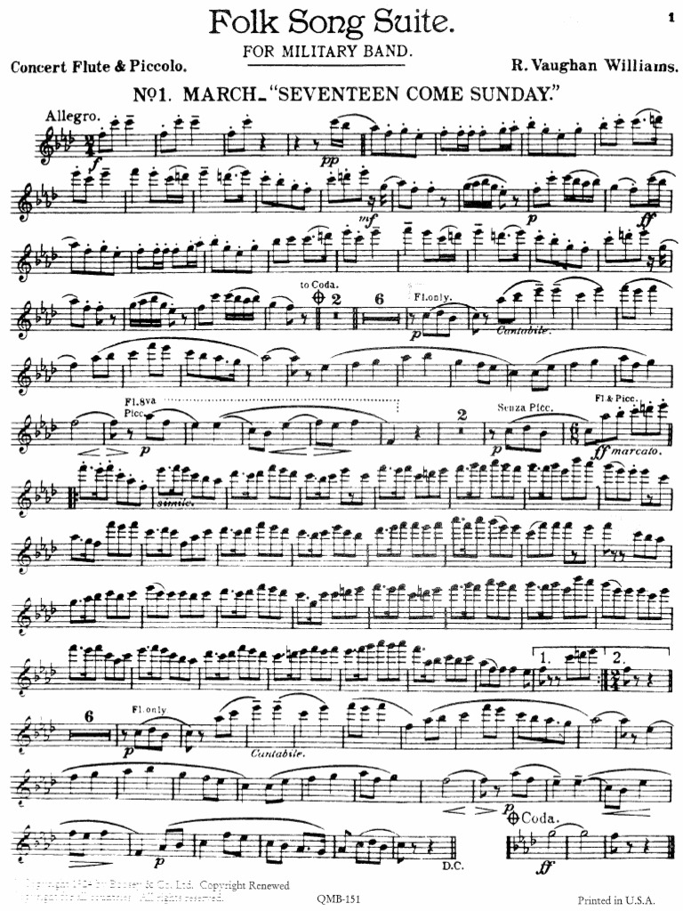 Folk Song Suite - 01 - Flute and Piccolo | PDF