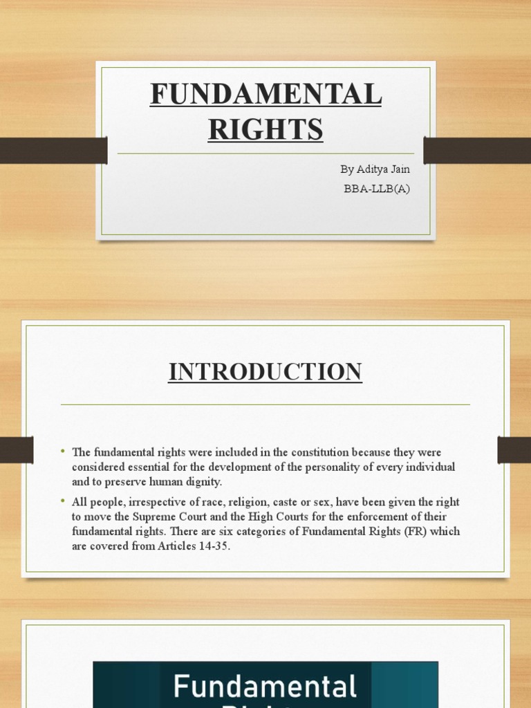 Fundamental Rights: by Aditya Jain Bba-Llb (A) | PDF | Social ...