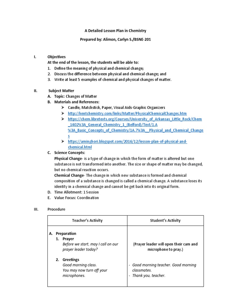Science Lesson Plan | PDF | Matter | Gases