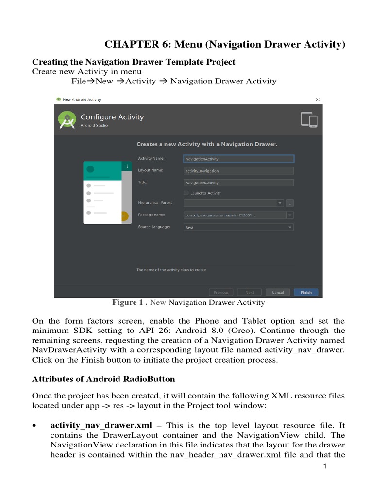 CHAPTER 6: Menu (Navigation Drawer Activity) | PDF | Menu (Computing) | Xml