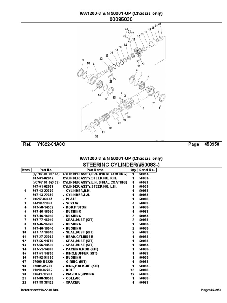 WA1200-3 Chassis Steering Cylinder Parts | PDF | Piston | Mechanical ...