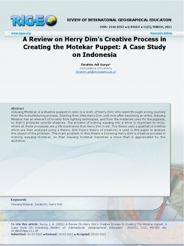 A Review On Herry Dim's Creative Process in Creating The Motekar Puppet: A Case Study On ...