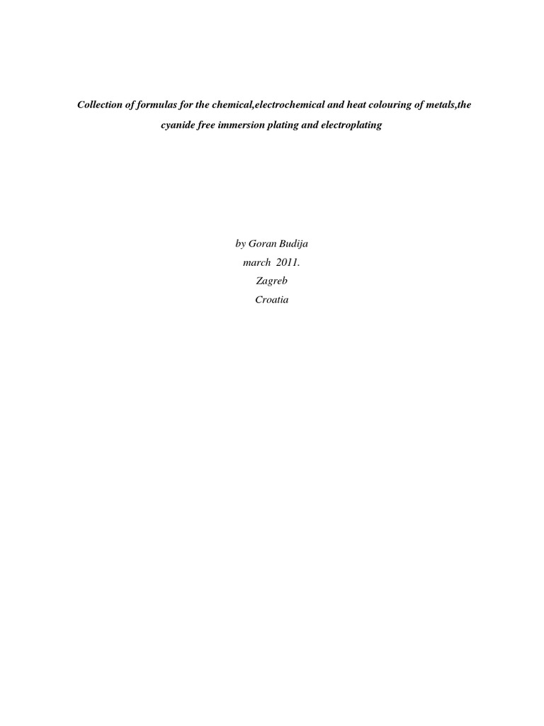 Collection of Formulas For The Chemical, Electrochemical and Heat ...