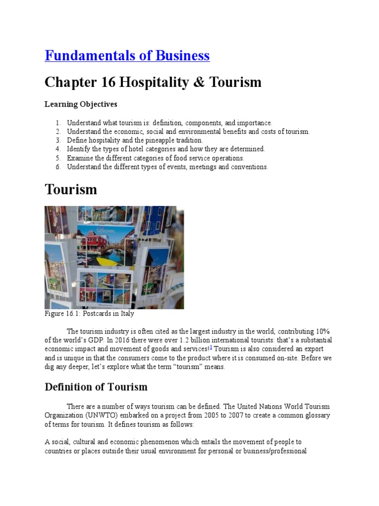 Chapter 16 Hospitality & Tourism: Fundamentals of Business | PDF ...