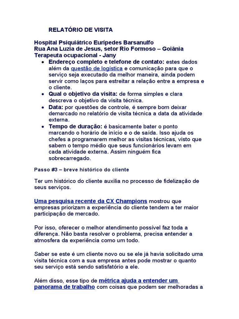 Relatório de Visita | PDF