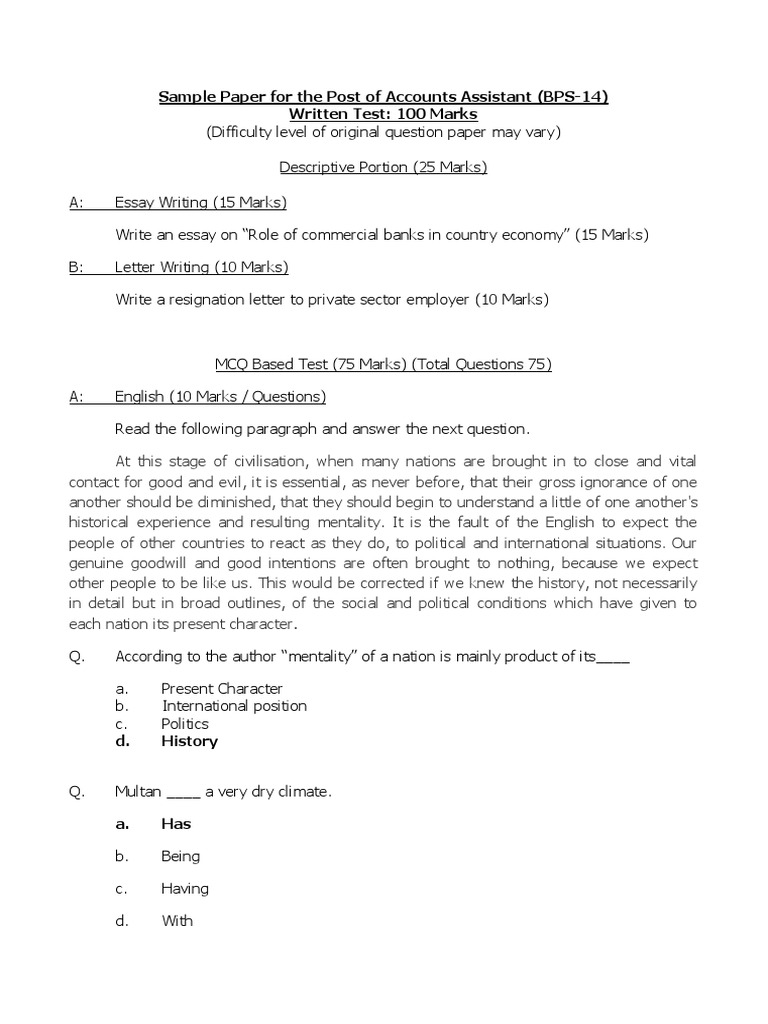 Accounts Assistant Exam Sample Paper | PDF | Expense