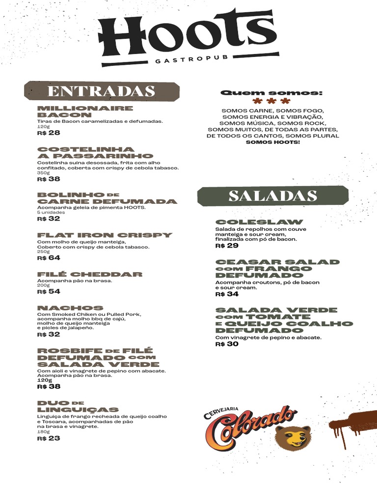 Hoots Menu Digital v10 | PDF | Cachorro-quente | Queijo