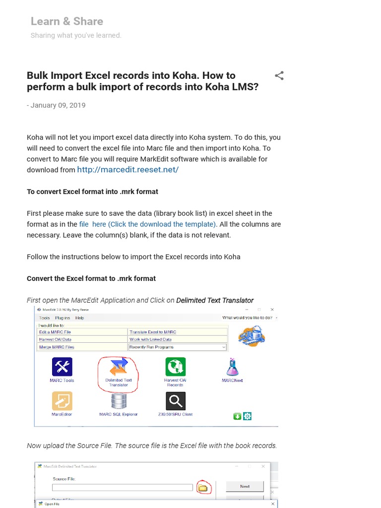 Bulk Import Excel Records Into Koha. How To Perform A Bulk Import of ...