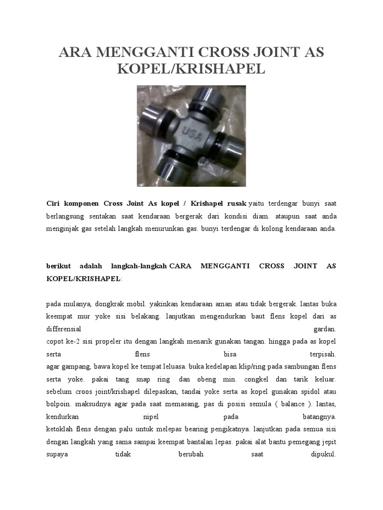 Panduan Ganti Cross Joint Kopel Mobil | PDF | Griya & Taman