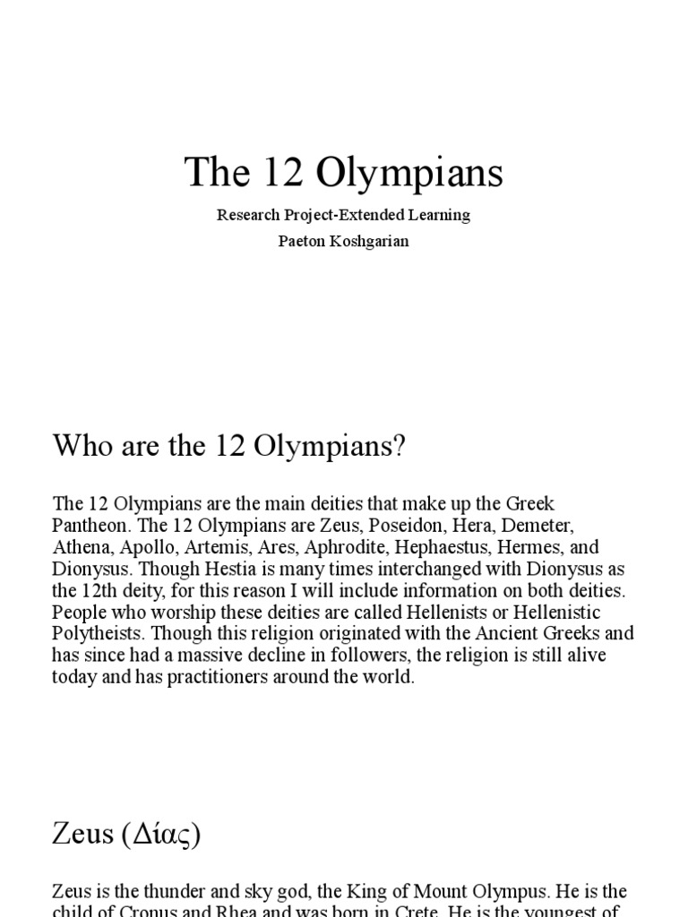 Greek Gods Research Project | PDF | Twelve Olympians | Zeus