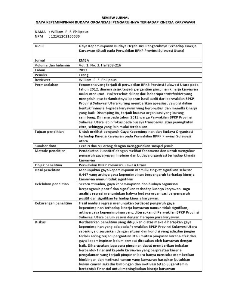 Review Jurnal | PDF | Karier & Perkembangan