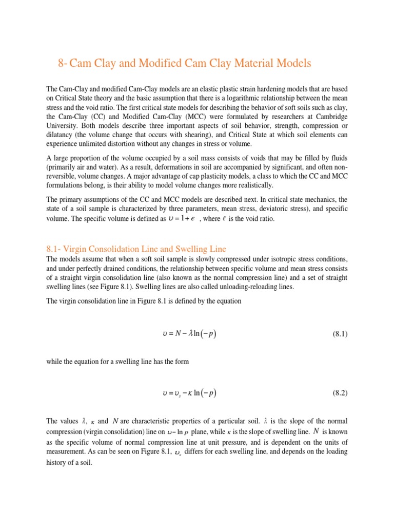 8-Cam Clay and Modified Cam Clay Models | PDF | Yield (Engineering) | Stress (Mechanics)