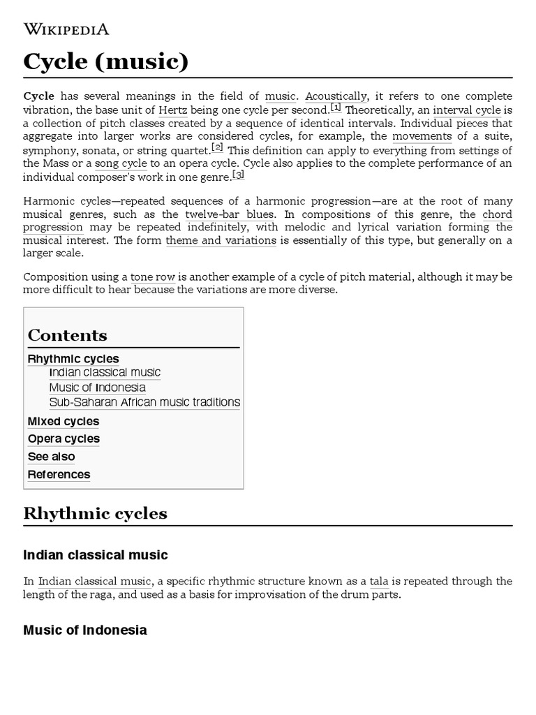 Cycle (Music) - Wikipedia | PDF | Music Theory | Musicology