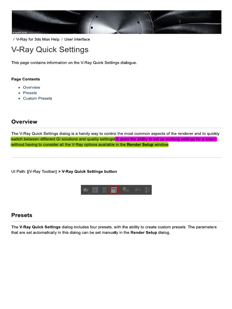 V-Ray Quick Settings Overview | PDF | Software Development | System Software