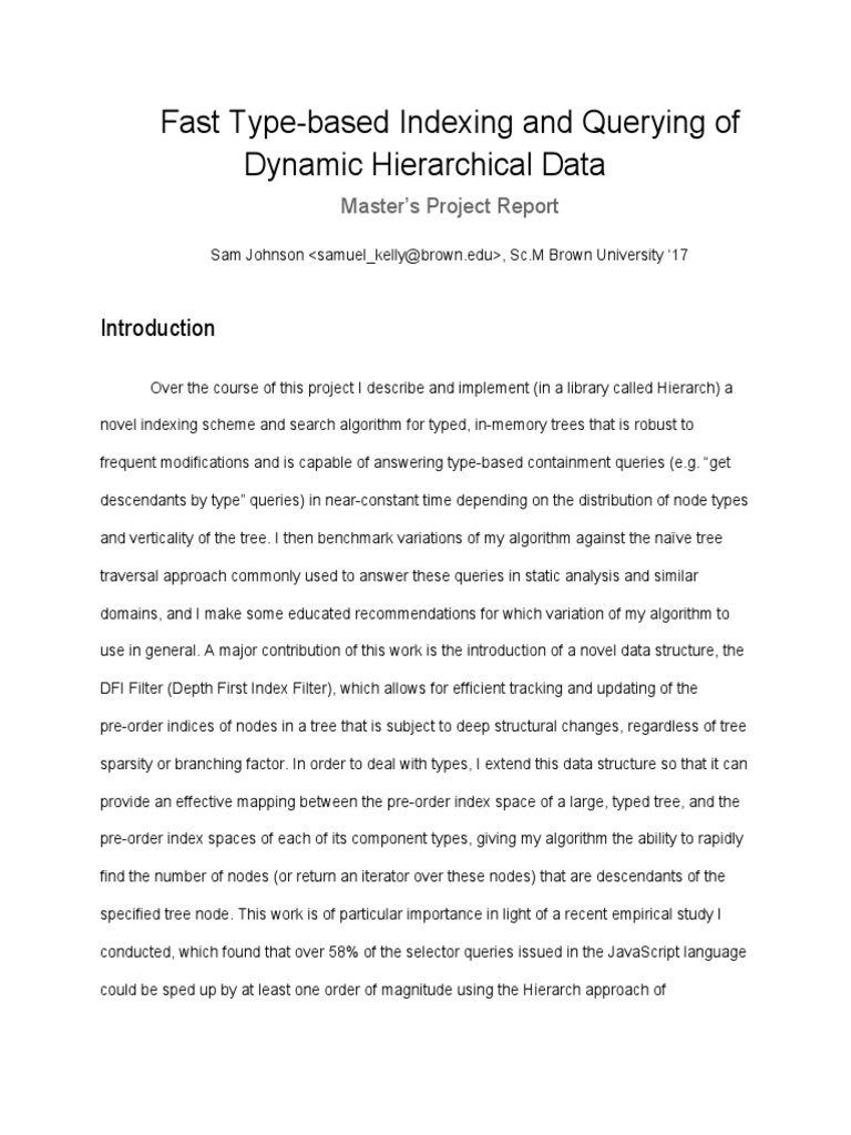 Fast Type-Based Indexing and Querying of Dynamic Hierarchical Data ...