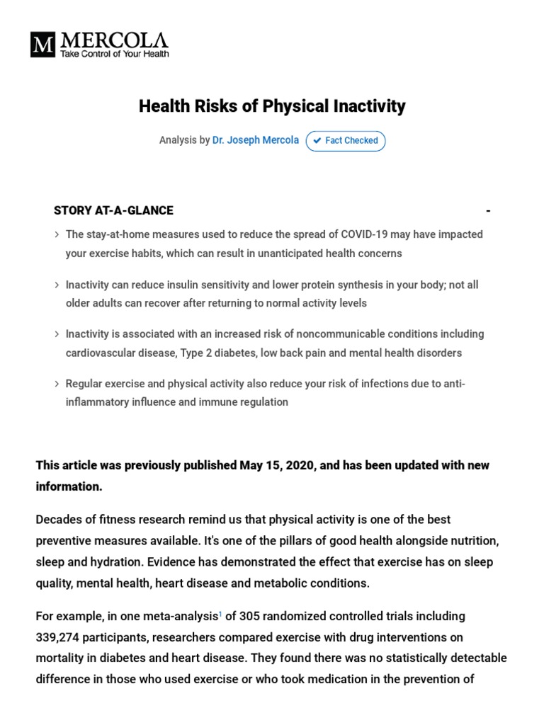 The Health Risks of Physical Inactivity: How Sedentary Behavior During ...