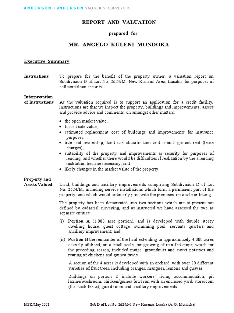 Valuation Report Example | Download Free PDF | Real Estate Appraisal | Sink