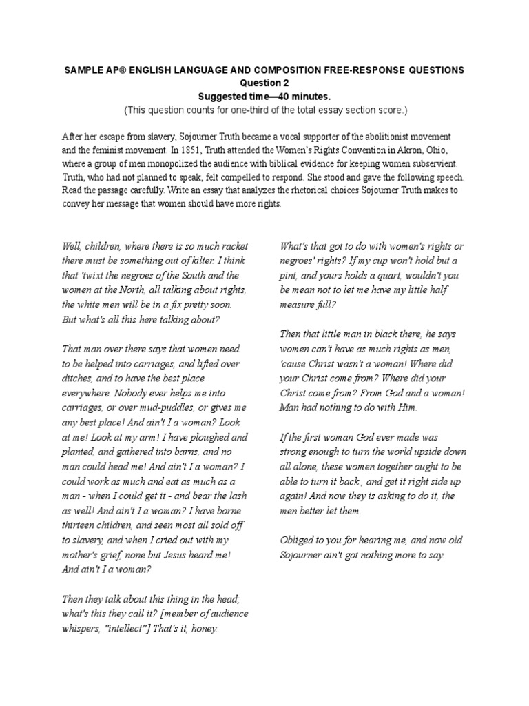 Sojourner Truth Speech | PDF