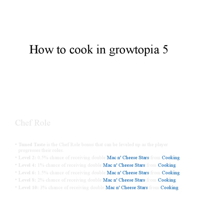 Growtopia Chef Role Guide | PDF
