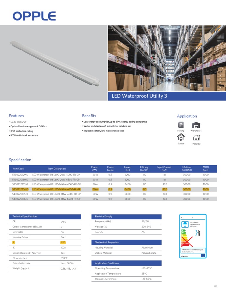 Reglette Opple Led Wp-U3 1200-40w | PDF | Alternating Current ...