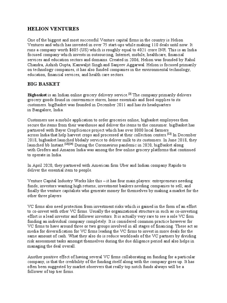 Helion Ventures leads India's VC industry | PDF | Venture Capital ...