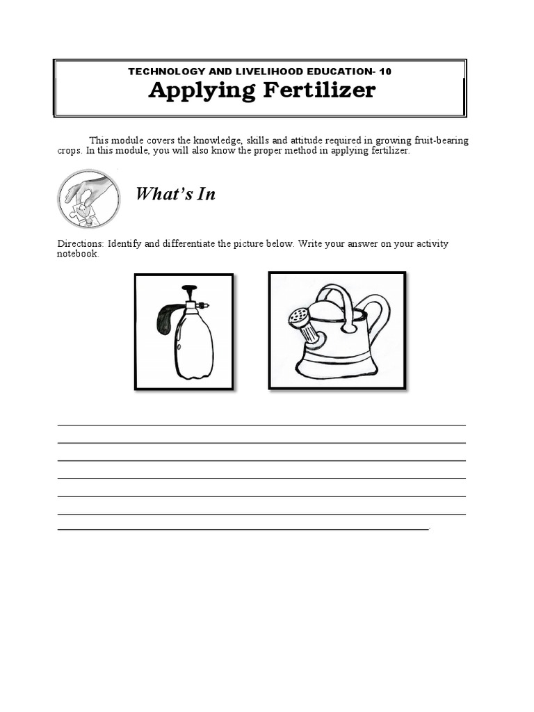 Tle 10 2021 2022 | PDF | Irrigation | Fertilizer