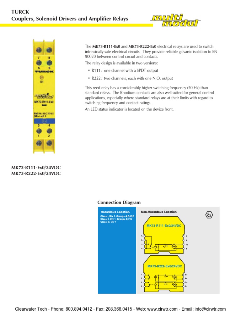 TURCK MK73 R222 Ex0 Electrical Relays | PDF | Relay | Switch