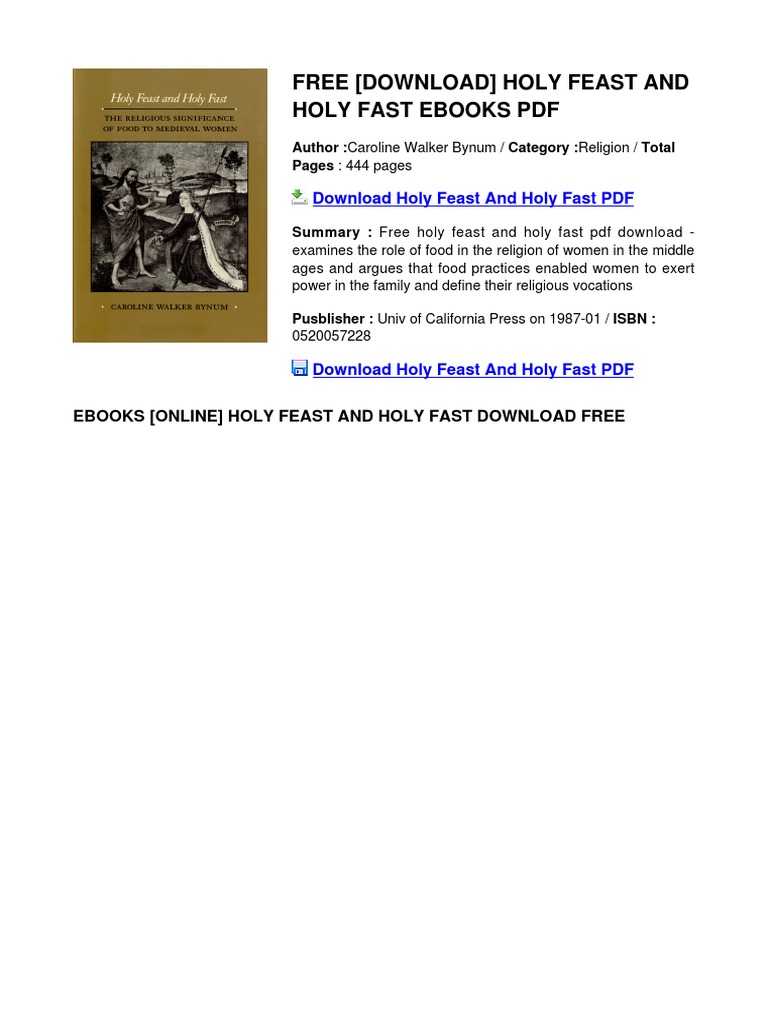 Free (Download) Holy Feast and Holy Fast Ebooks PDF | PDF
