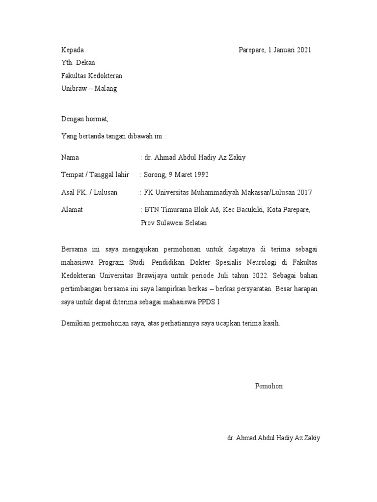 Contoh-Lamaran-PS-PDS Word | PDF