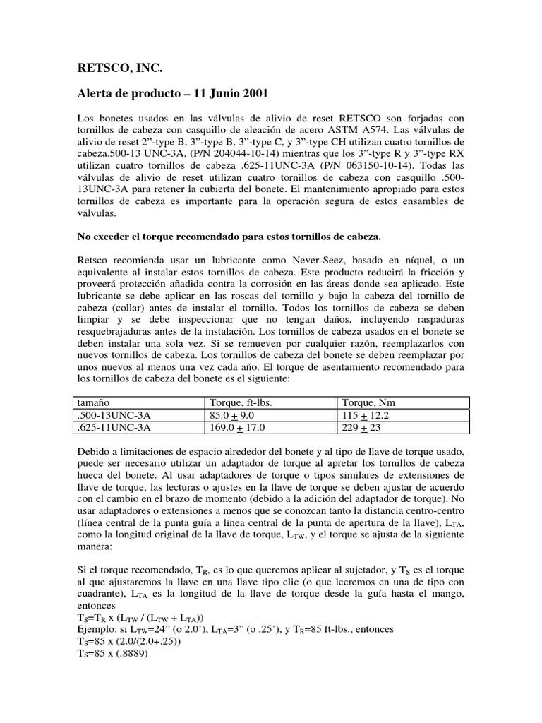 RETSCO | PDF | Tornillo | Pistón