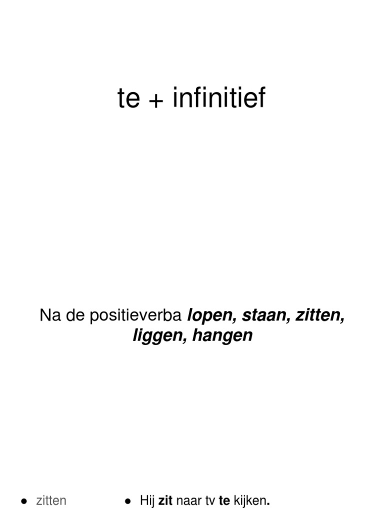 Te + Infinitief | PDF