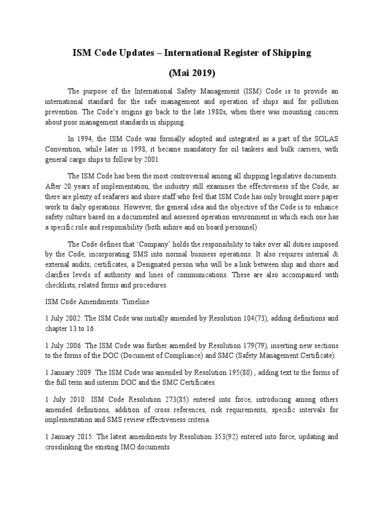 ISM Code Updates | PDF | Safety | Emergency