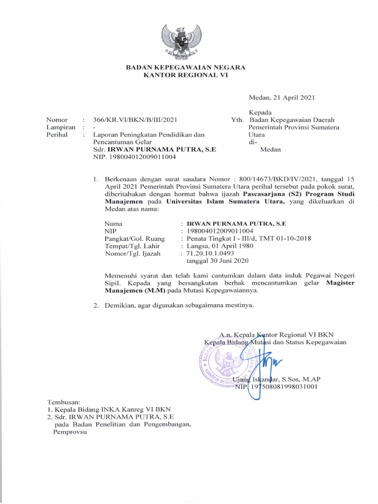 Pencantuman Gelar BKN | PDF