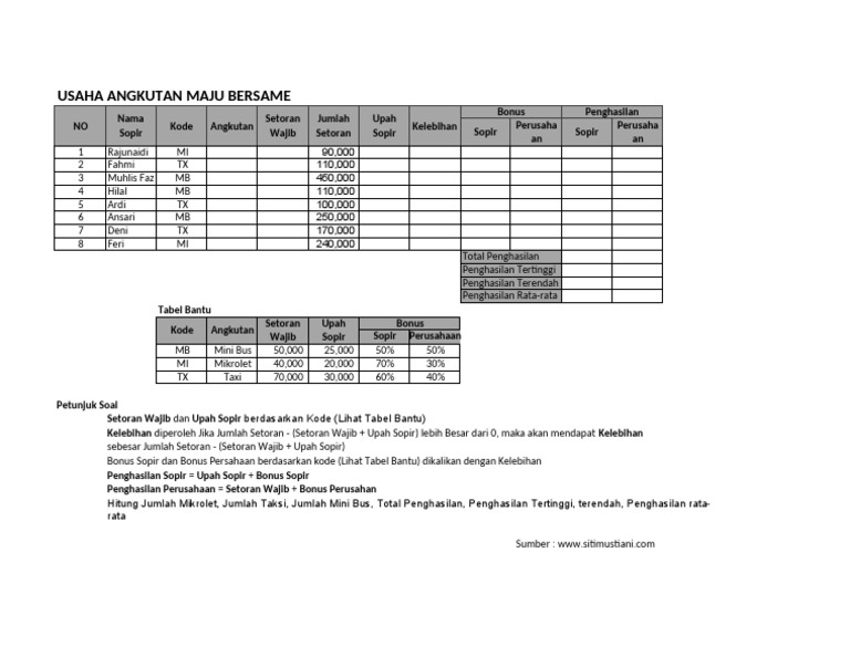 Soal TIK Praktik Excel Kelas 9 Tahun 2016 Soal D Dikonversi | PDF
