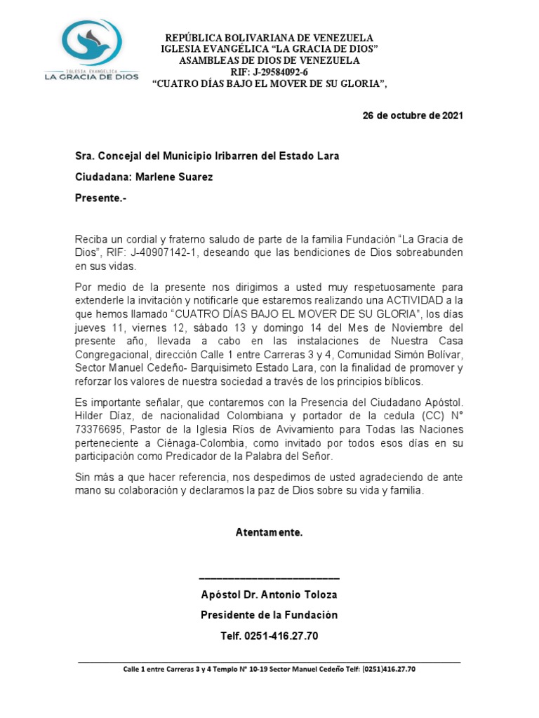 Carta Consejo Comunal Permiso | PDF