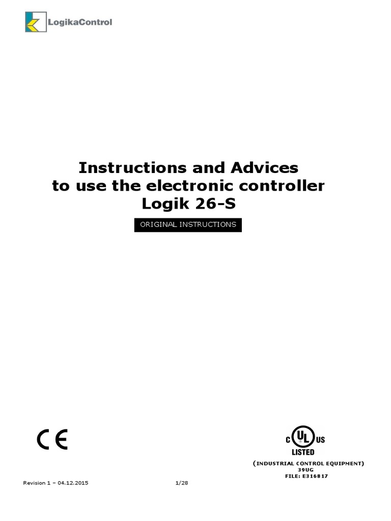 Instructions and Advices To Use The Electronic Controller Logik 26-S ...