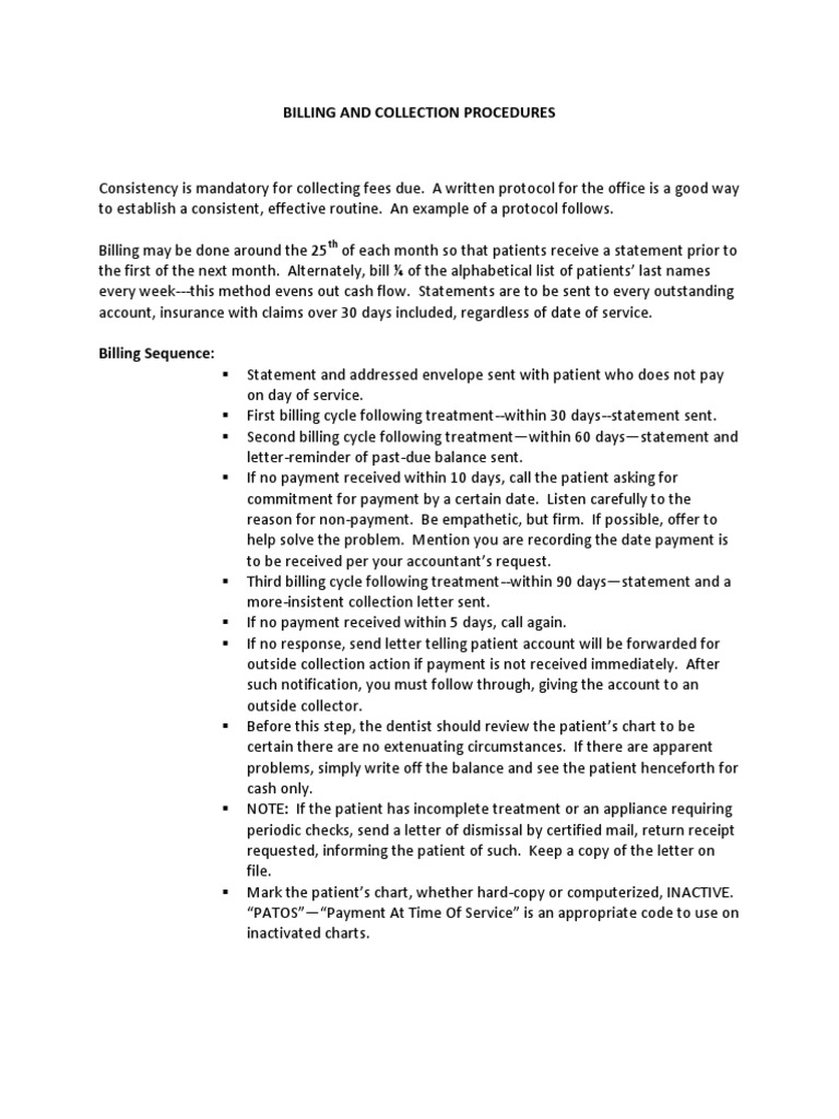 Billing and Collection Procedures | Download Free PDF | Payments ...