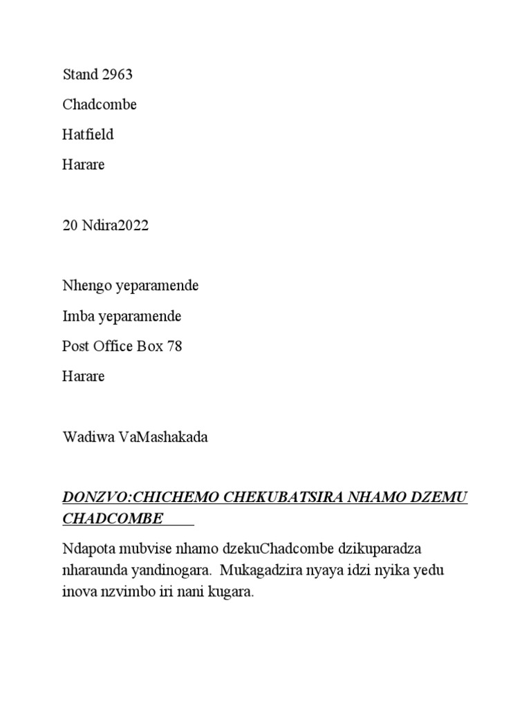 Wilton Mukono Shona CALA Component A | PDF